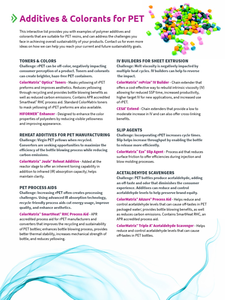 Avient PET Additives-Listing | PDF