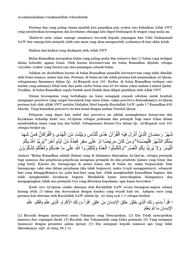 Contoh Pidato Ramadhan | PDF | Agama & Spiritualitas