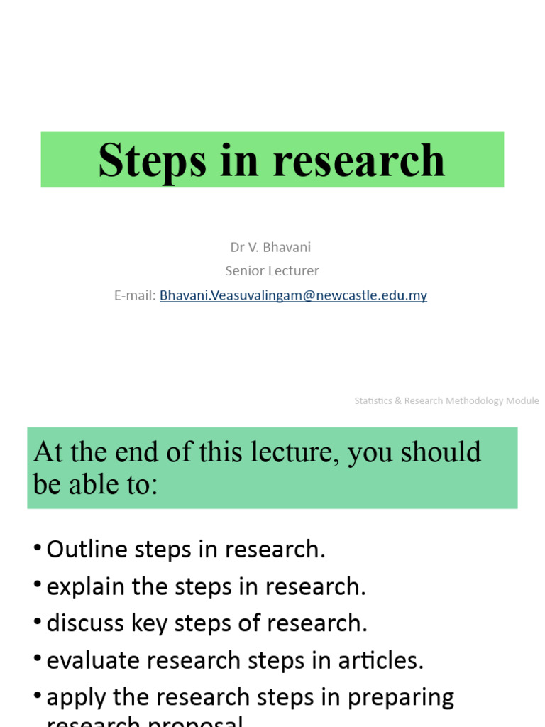 Lecture 2 - Steps in Research | PDF | Methodology | Statistics