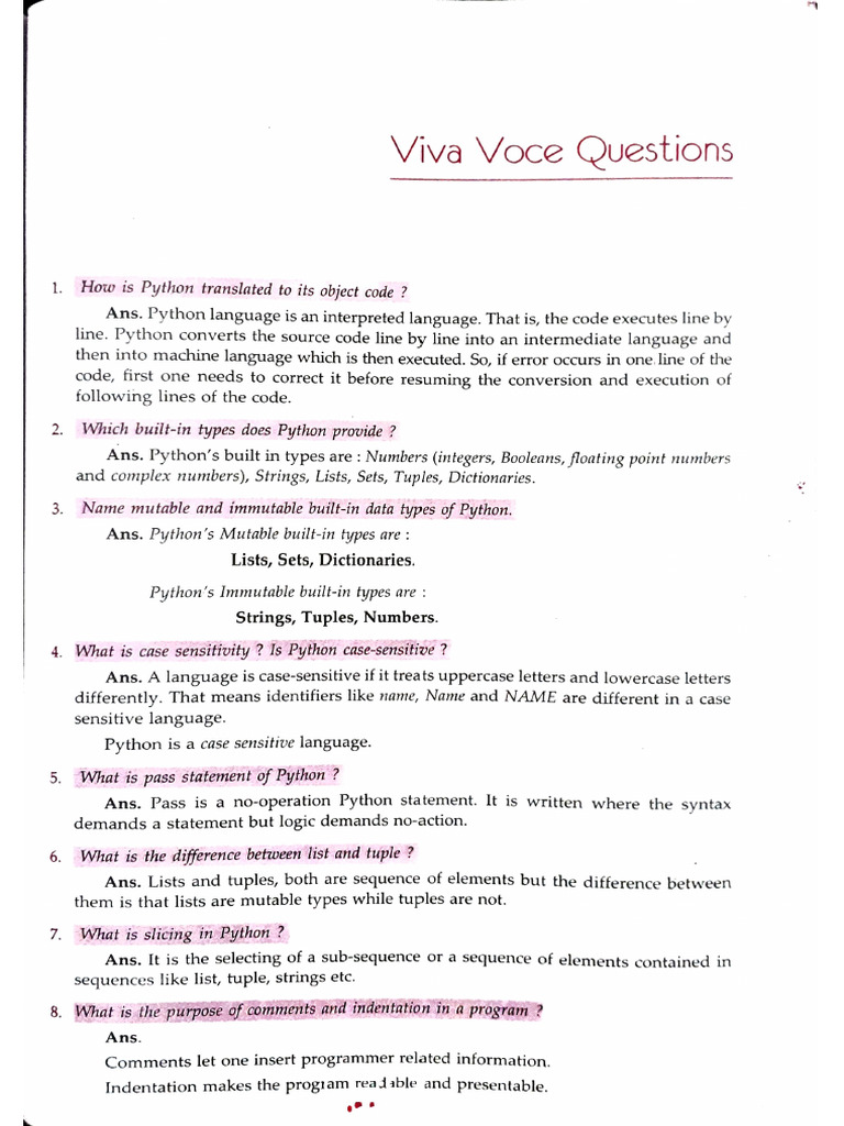 XII Python Viva Voice Questions | PDF XII Python Viva Voice Questions | PDF
