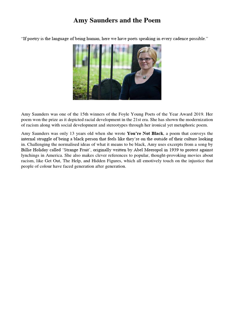Amy Saunders and The Poem | PDF