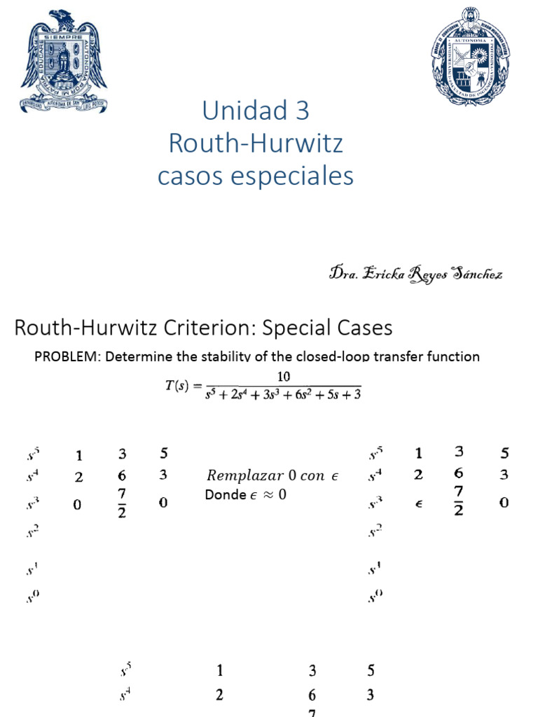 Casos Especilaes D Rout Hurwitz | PDF | Métodos y materiales de ...