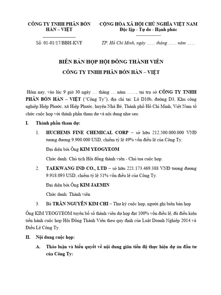 (KVF) 2. Meeting Minutes - VN | PDF (KVF) 2. Meeting Minutes - VN | PDF