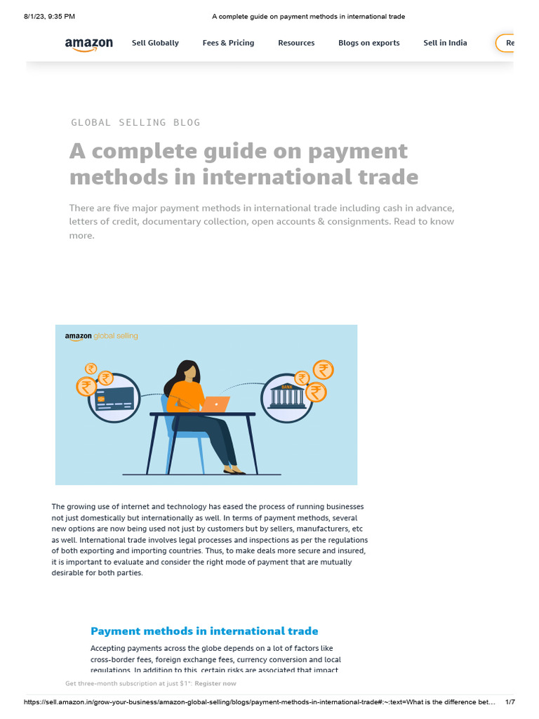 A Complete Guide On Payment Methods in International Trade | PDF
