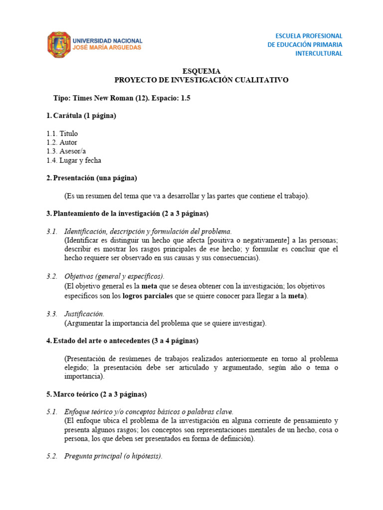 Esquema_Proyecto investigación_cualitativa | PDF | Ciencia cognitiva | Cognición