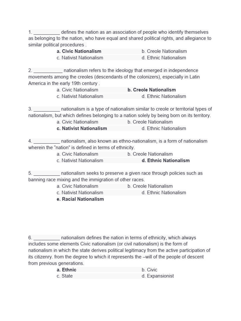 Understanding Nationalism Types | PDF | Social Science | History