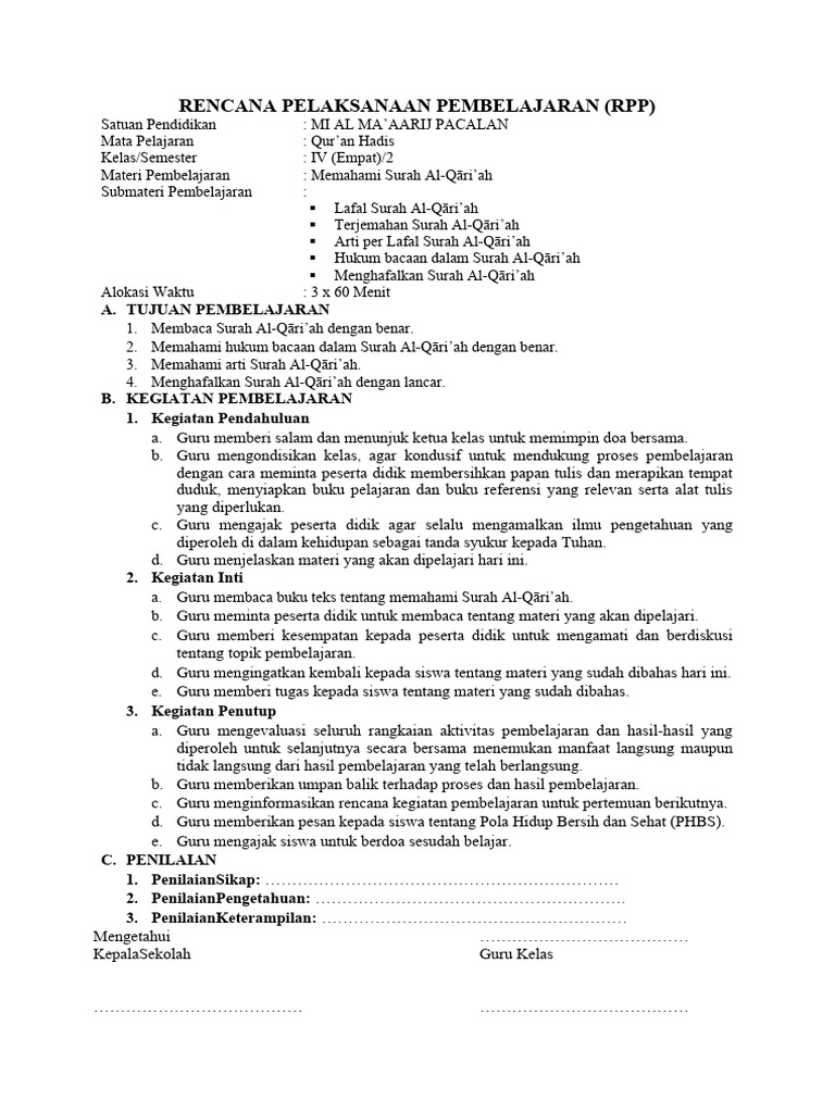 RPP QH 4 SMT 2 | PDF | Karier & Perkembangan | Kajian Bahasa Asing