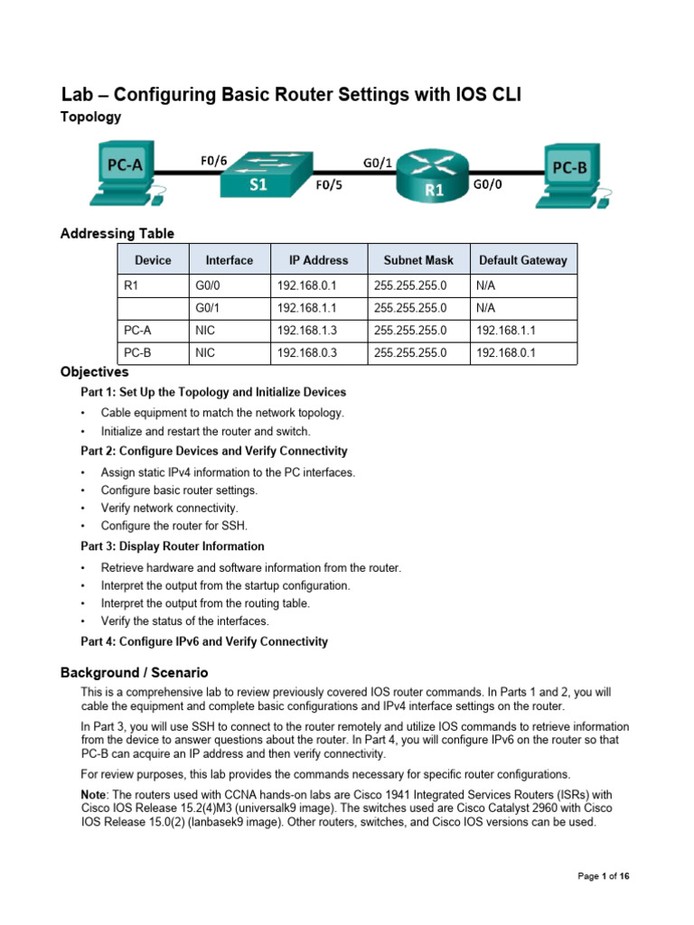 Lab4test - Configuring Basic Router Settings With IOS CLI - ILM | PDF ...