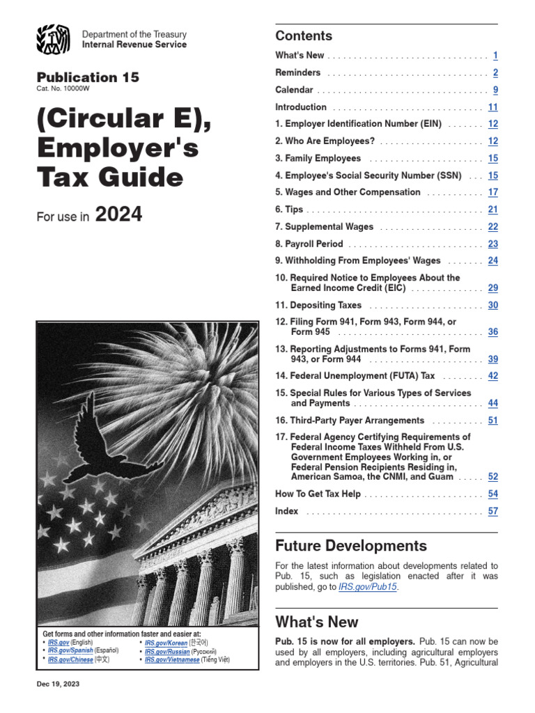 (Circular E), Employer's Tax Guide: Future Developments | PDF | Payroll ...