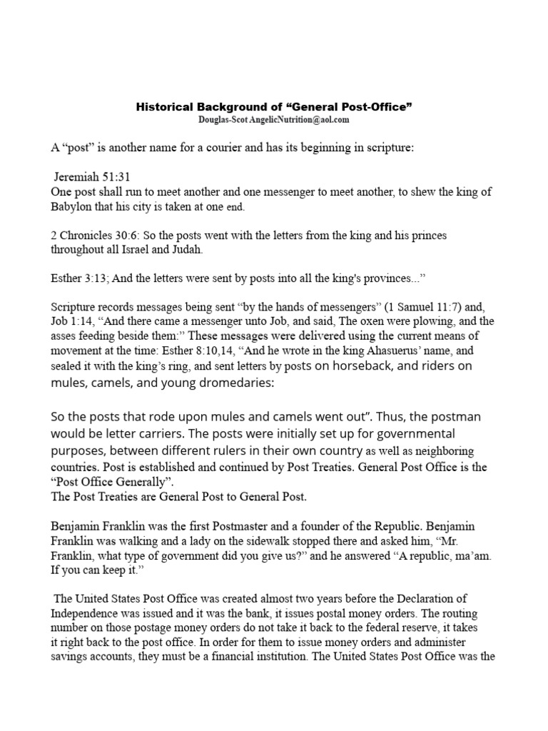 Historical Background of "General Post-Office" | PDF | Equity (Law ...