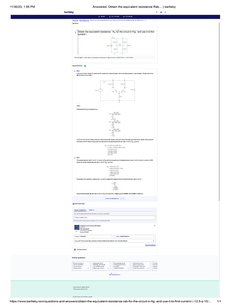 Answered Obtain The Equivalent Resistance Rab... Bartleby | PDF