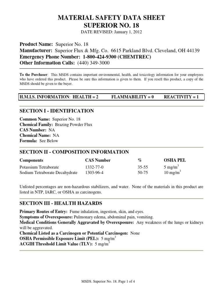 23.silver Brazing Flux | PDF | Toxicity | Sodium