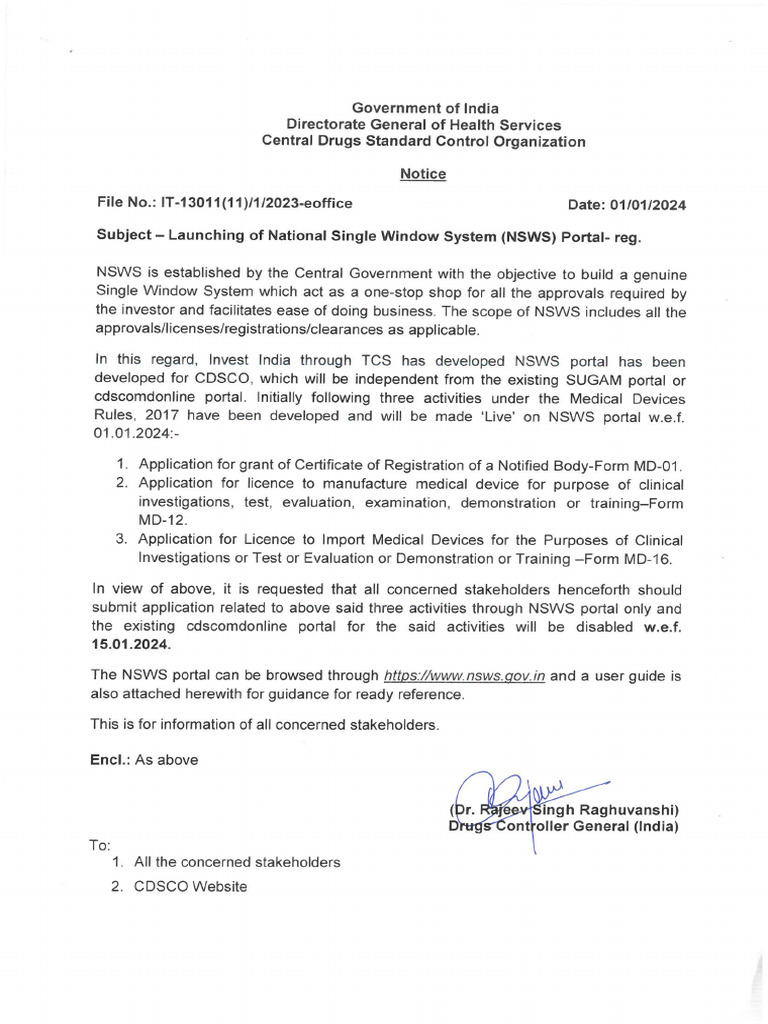 CDSCO Approvals On NSWS Portal | PDF CDSCO Approvals On NSWS Portal | PDF