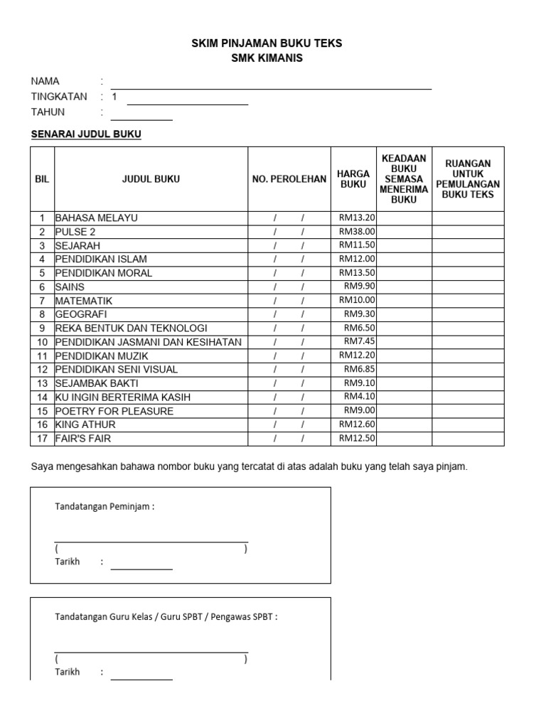 Borang Individu SPBT | PDF