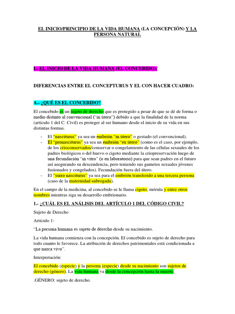 El Inicio de La Vida Humana y La Persona (Sesión 3 Parte 2 Apuntes ...