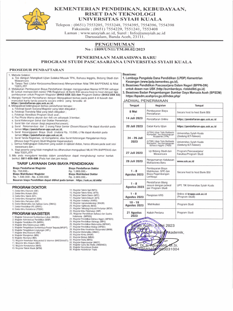Penerimaan MHS Baru PPS 2023 | PDF