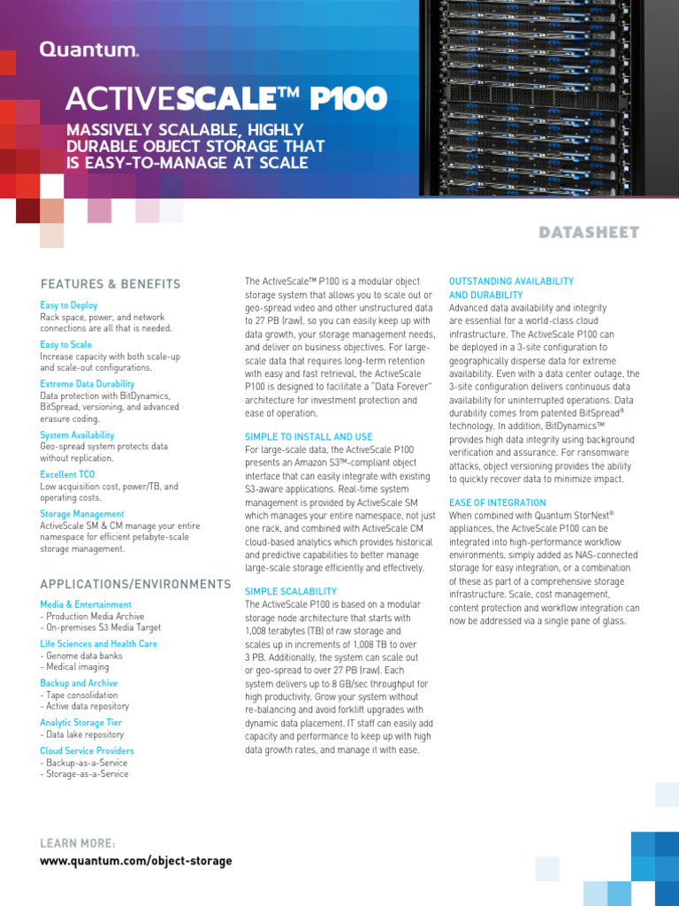 ActiveScale P100 Datasheet DS00520A | PDF