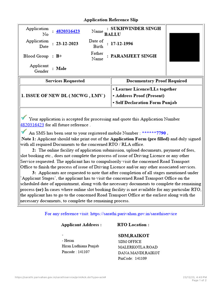 Application Number 1 | PDF | Transport | Land Transport