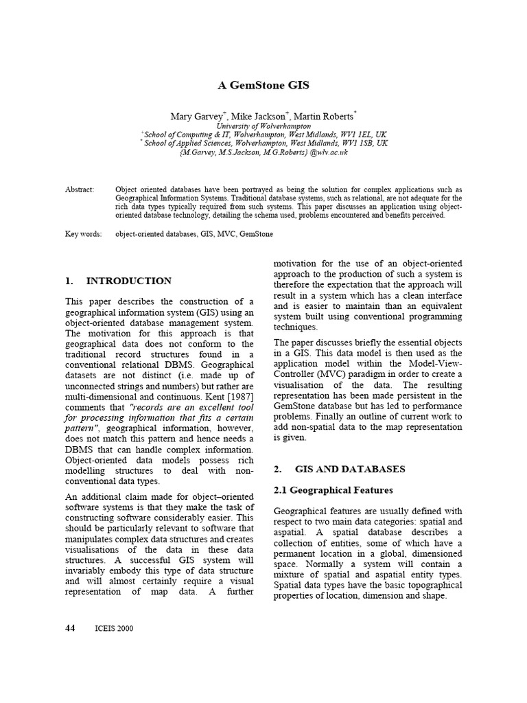 A Gemstone GIS | PDF | Class (Computer Programming) | Databases