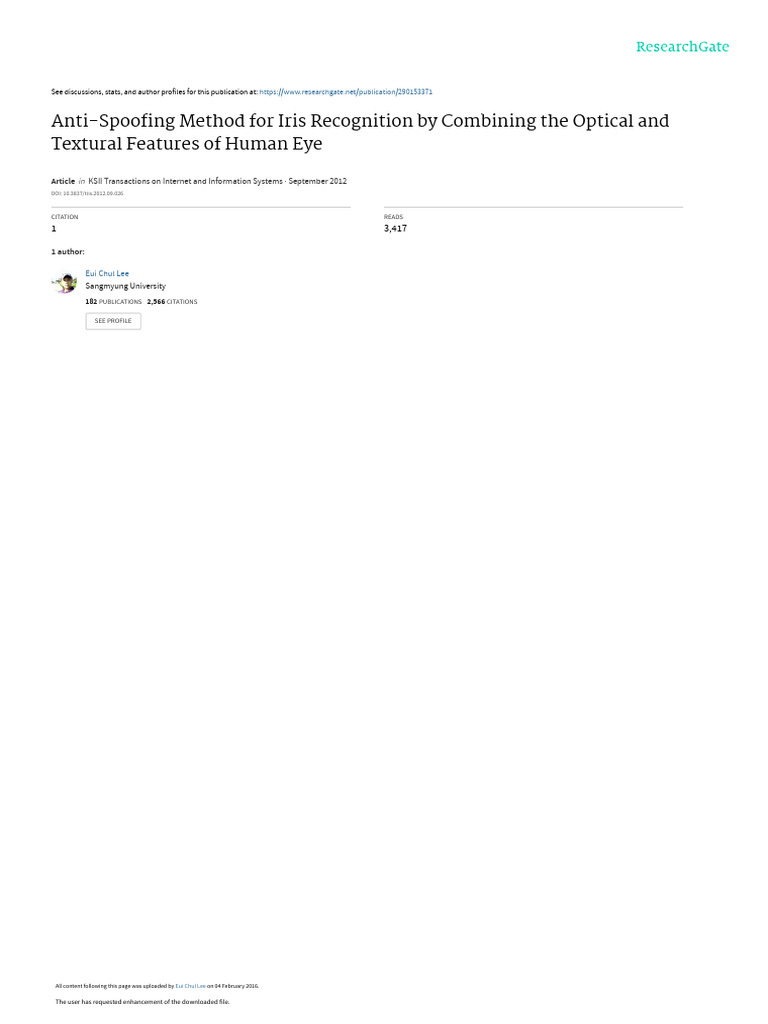 Anti-Spoofing Method For Iris Recognition | PDF | Support Vector ...