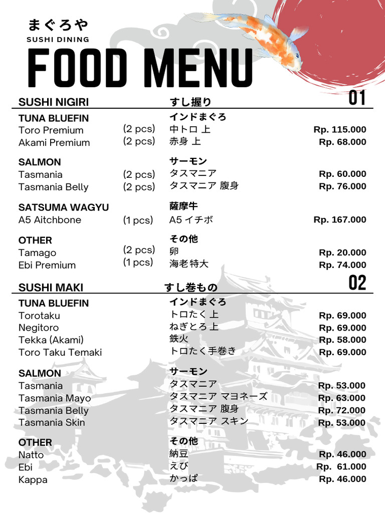 Maguroya Ala Carte Menu | PDF