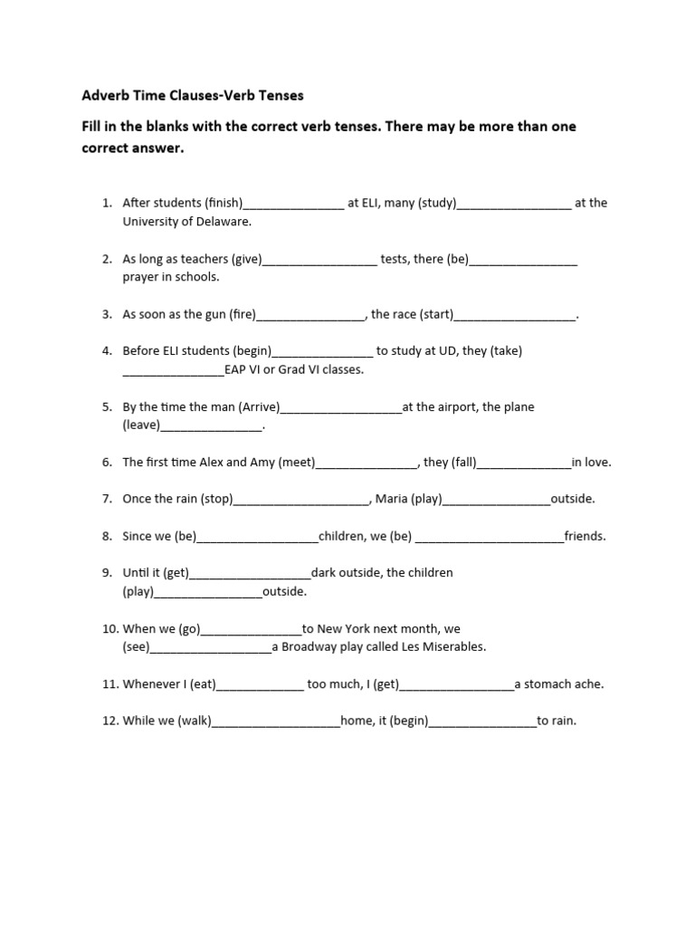 Adverb Time Clauses | PDF