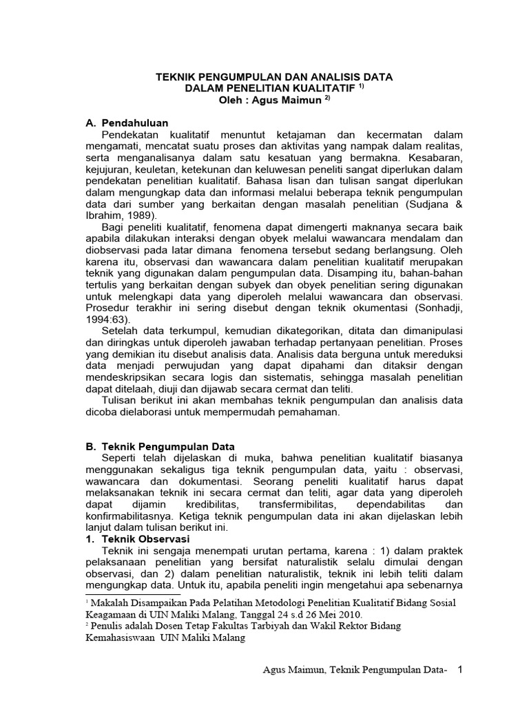Teknik Pengumpulan Dan Analisis Data | PDF