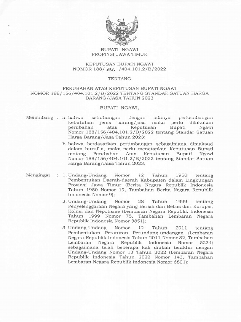 SK Perubahan SSH 2023 | PDF