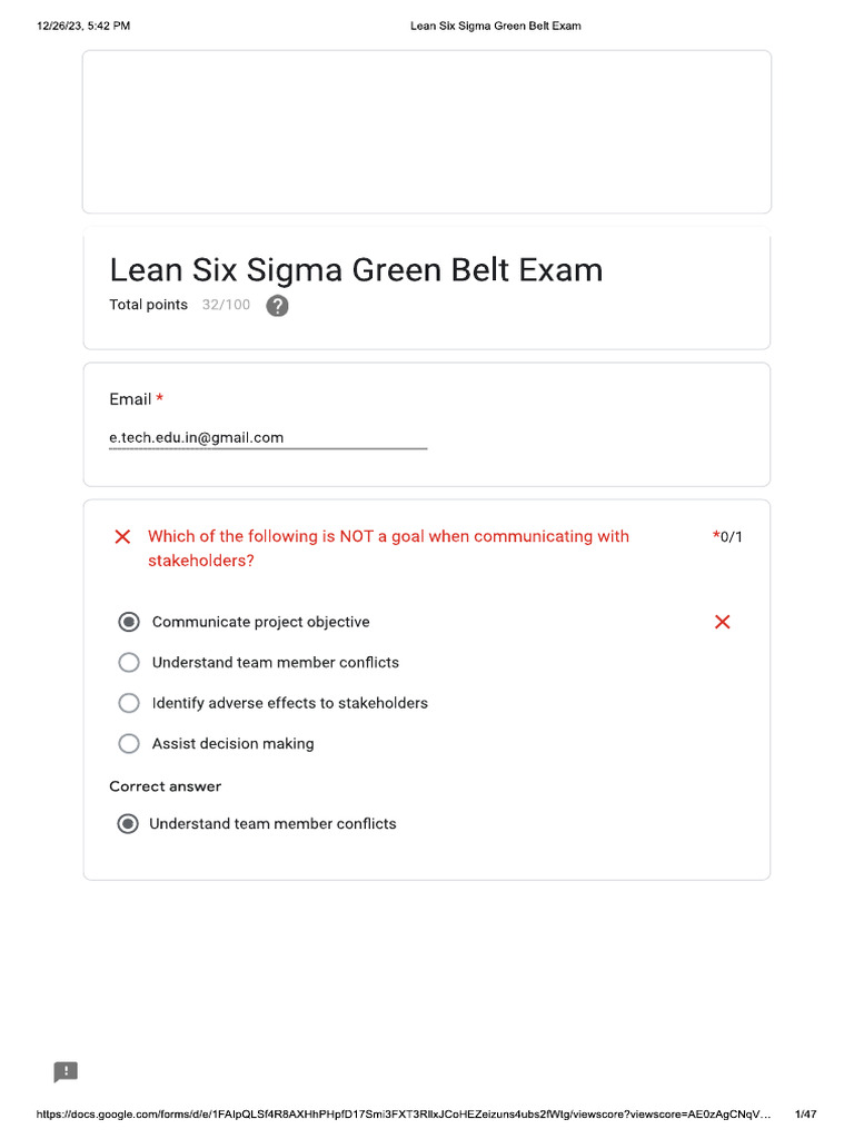 Lean Six Sigma Green Belt Exam | PDF