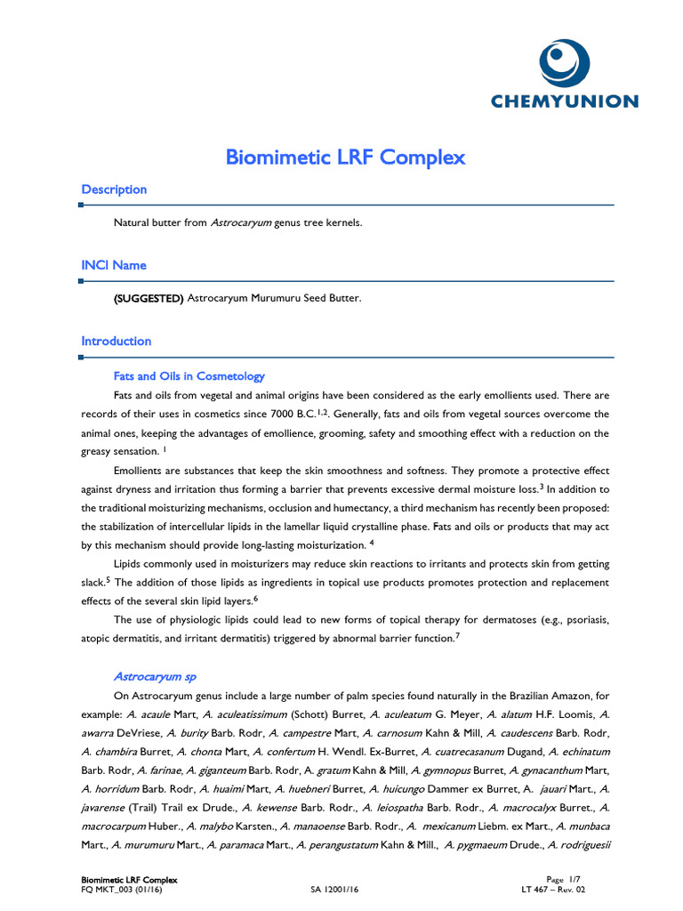 Cosmetic Benefits of Astrocaryum Butter | PDF