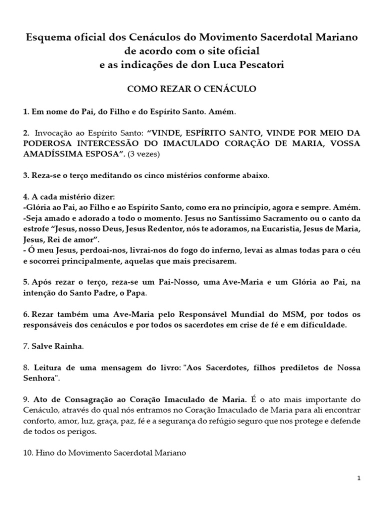 Como Fazer o Cenáculo | PDF