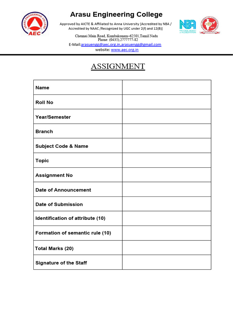 Arasu Engineering College Assignment Template | PDF | Technology ...