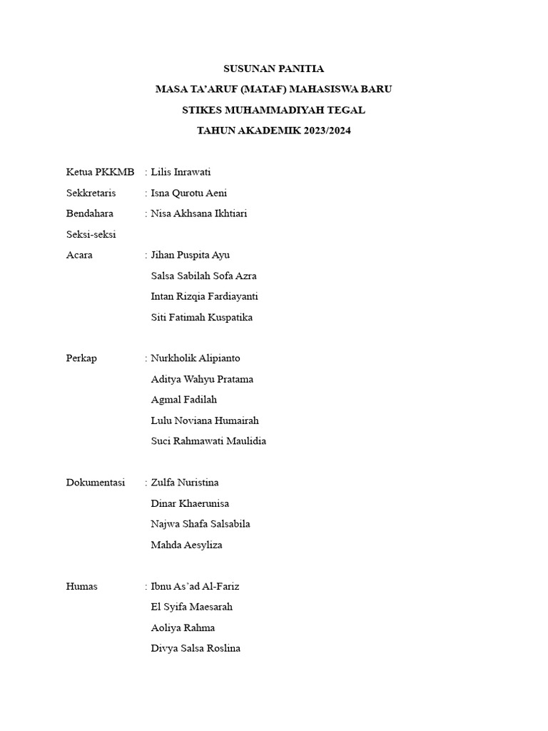 Bagan Susunan Panitia | PDF | Agama & Spiritualitas