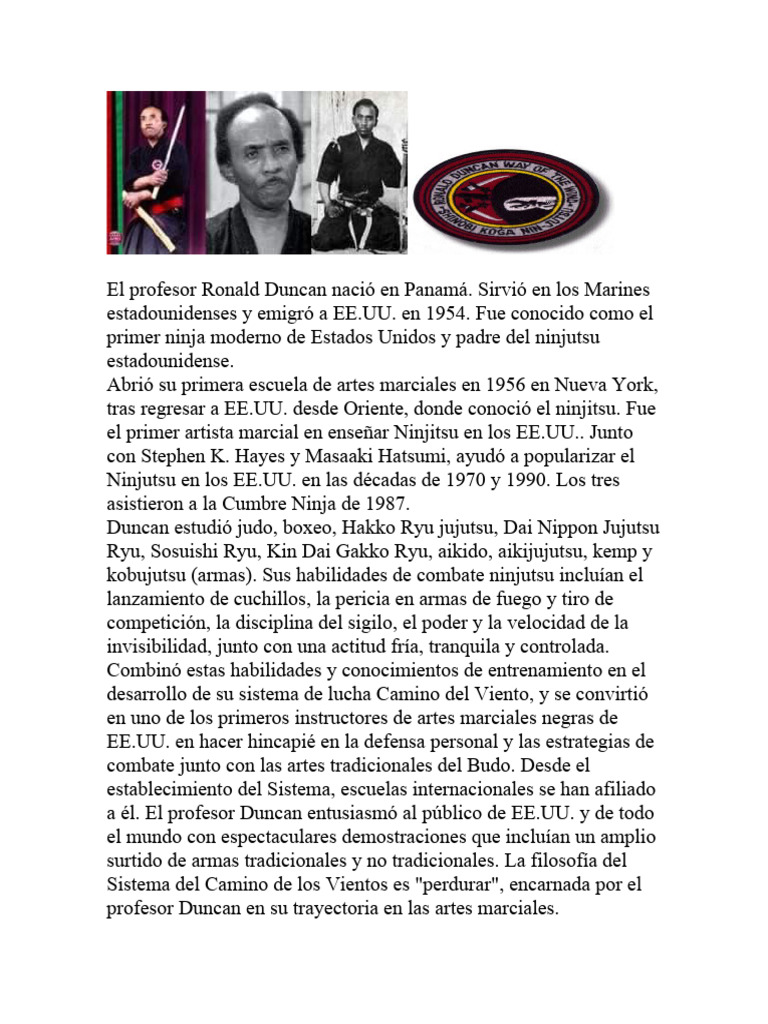 Ronald Duncan: Padre del Ninjutsu Americano | PDF | Deportes y ...