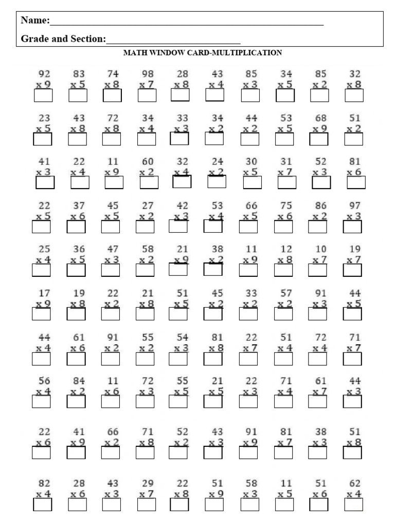 Math Window Card | PDF