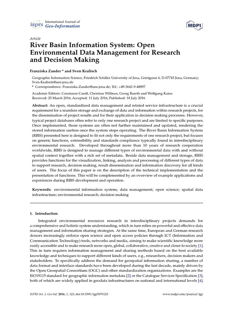 River Basin Information System Open Environmental | PDF