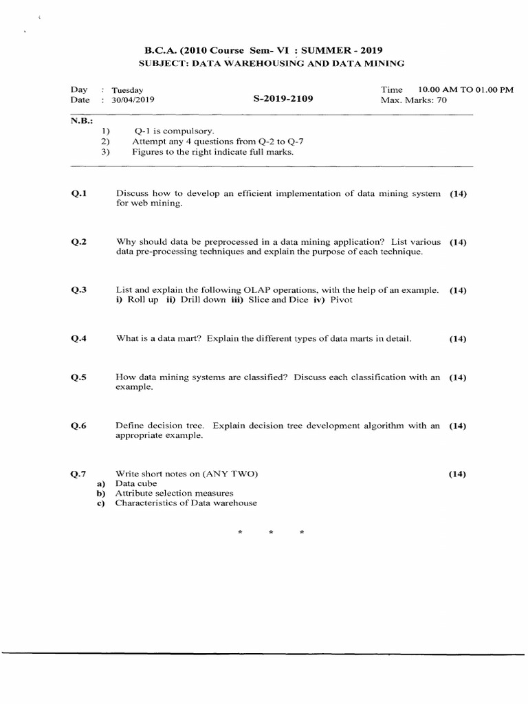 Data Warehousing Data Mining | PDF