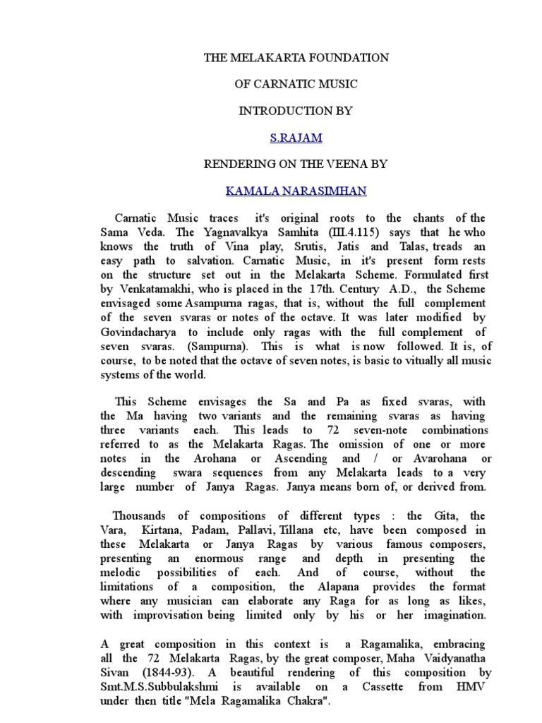 Melakarta Scheme | PDF | Traditional Music | Performing Arts