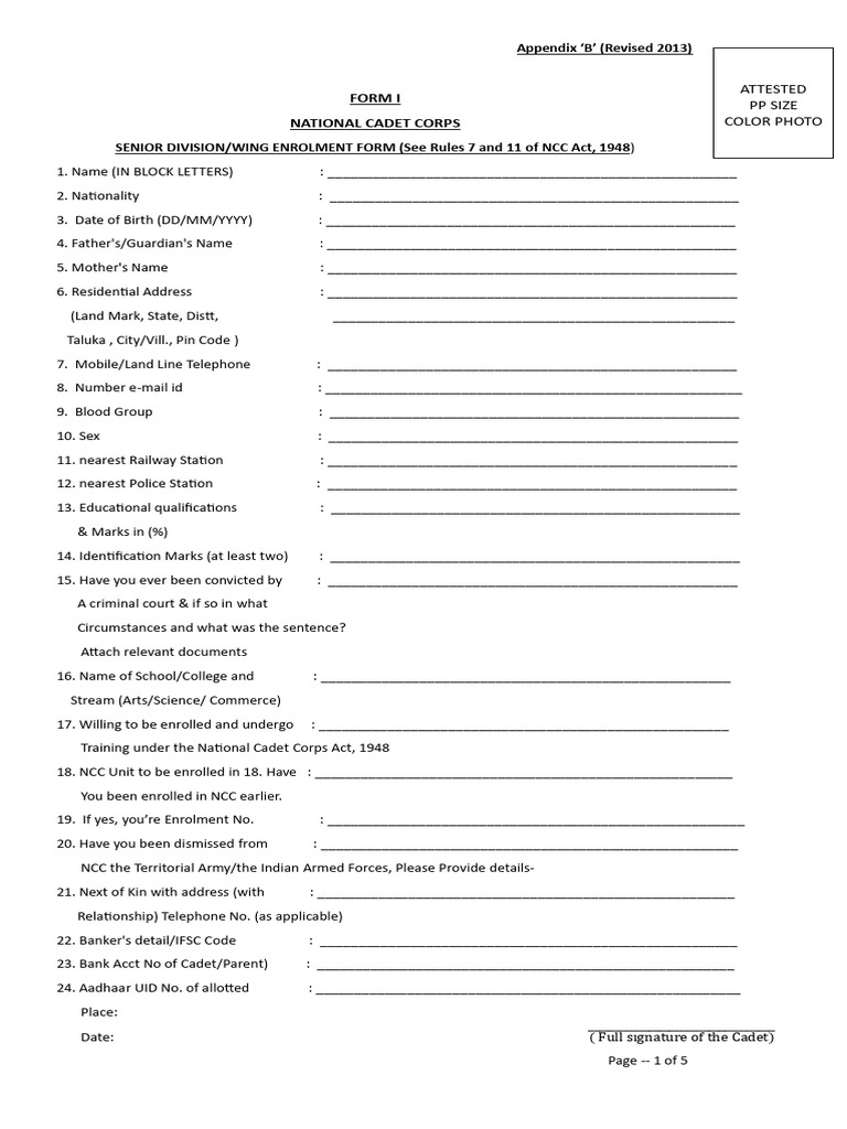 NCC Enrolment Forms All | PDF