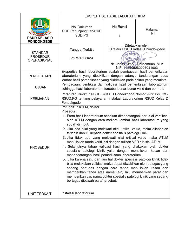 SPO Ekspertise Hasil Laboratorium | PDF