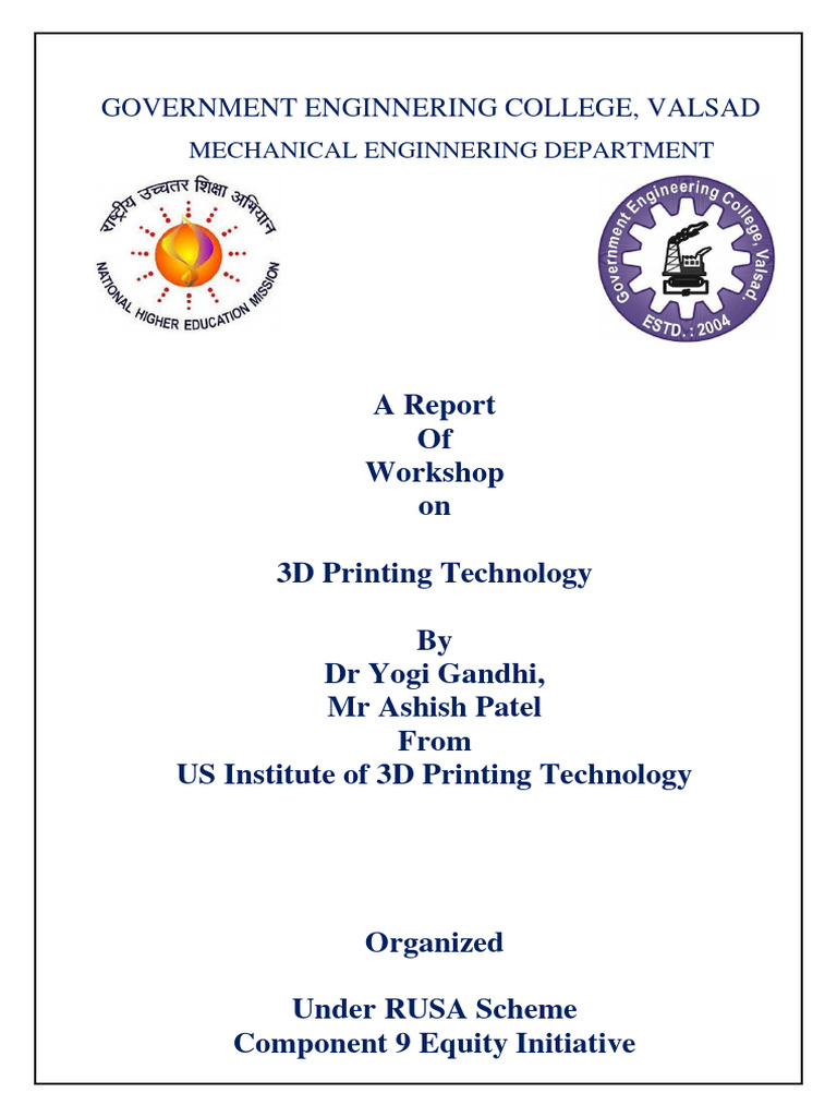 3D Printing Report Workshop | PDF | 3 D Printing | Printer (Computing) 3D Printing Report Workshop | PDF | 3 D Printing | Printer (Computing)