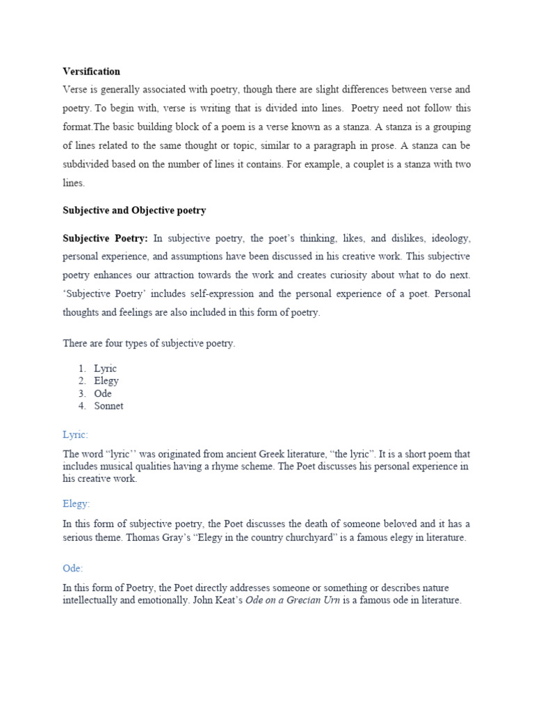 Subjective vs. Objective Poetry Explained | PDF | Poetry