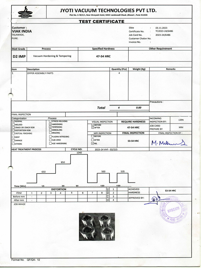 Hardness Test Certificate - 1 | PDF