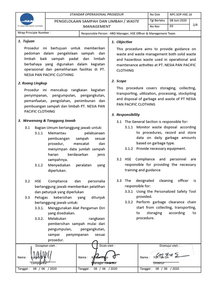 Q6 - SOP - Waste Management | PDF