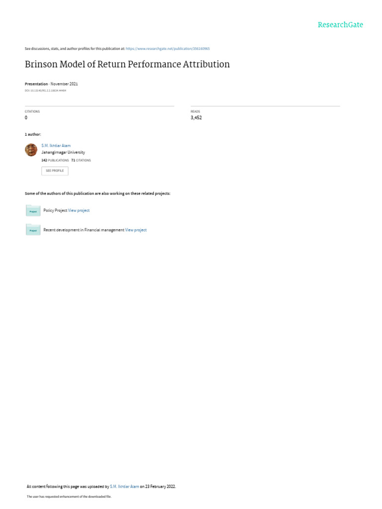 Brinson Model | PDF | Asset Allocation | Portfolio (Finance)