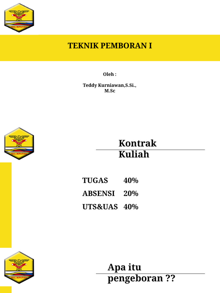 Teknik Pengeboran I (Per-1) | PDF