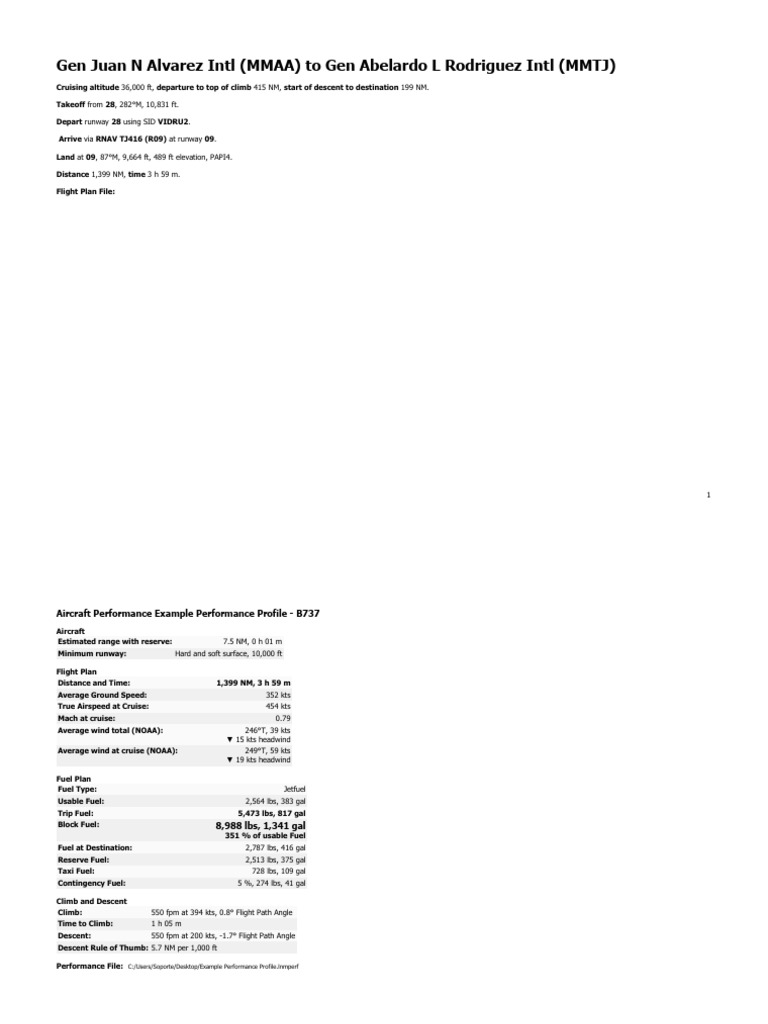 Plan de Vuelo B737 | PDF | Aircraft | Aerospace Engineering