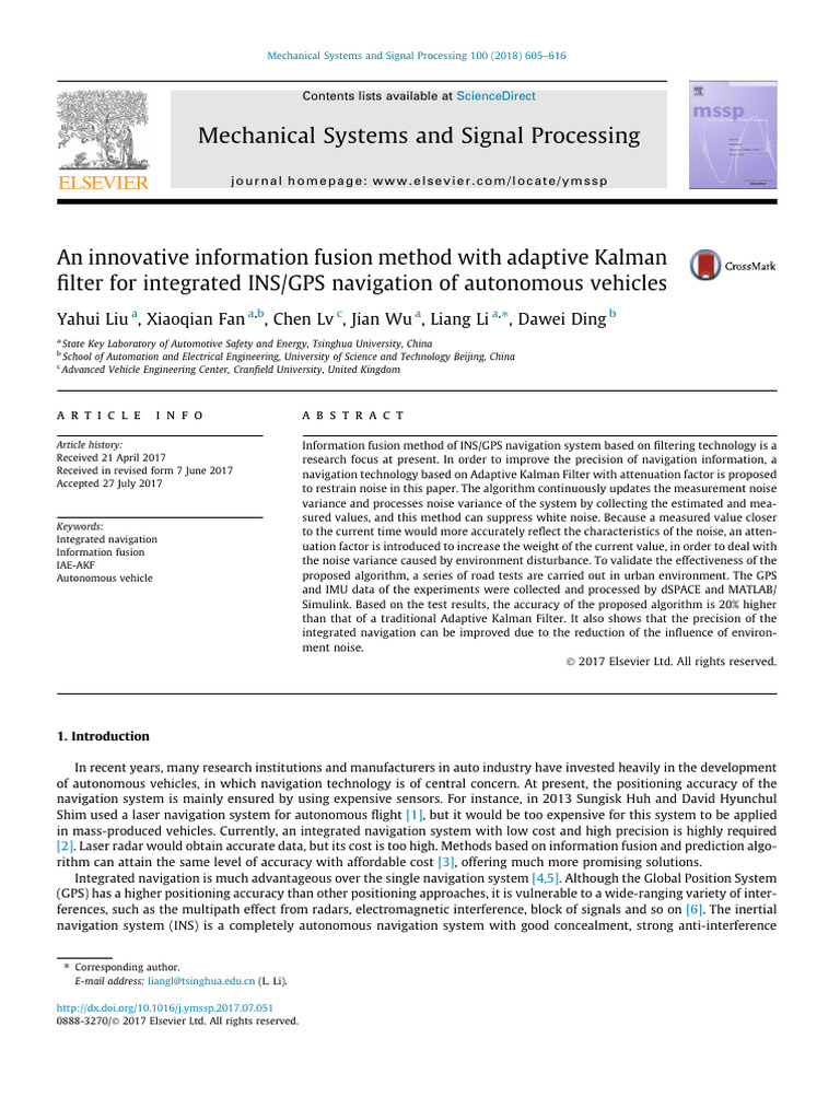 1 s2.0 S0888327017304211 Main | PDF | Inertial Navigation System | Kalman Filter