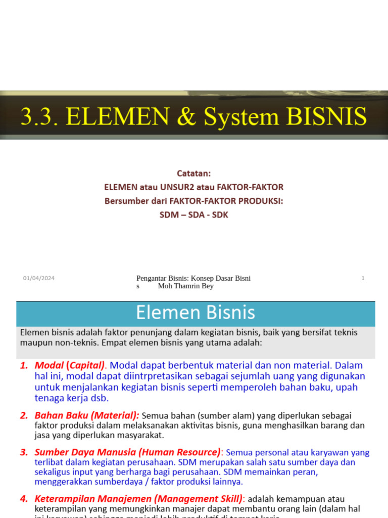 Elemen Dan System Bisnis | PDF