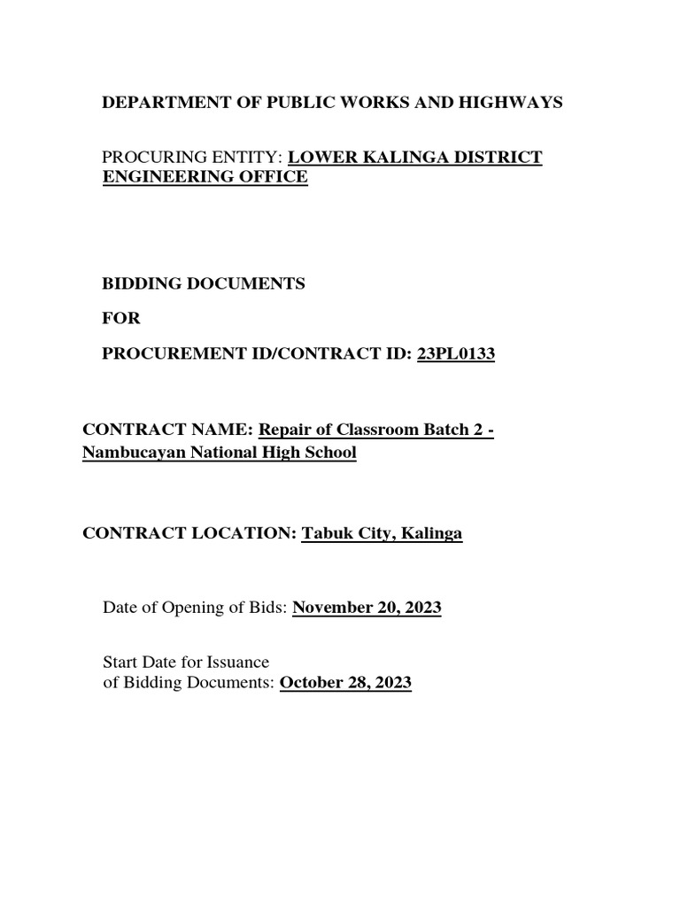 Procuring Entity: Lower Kalinga District: Department of Public Works ...